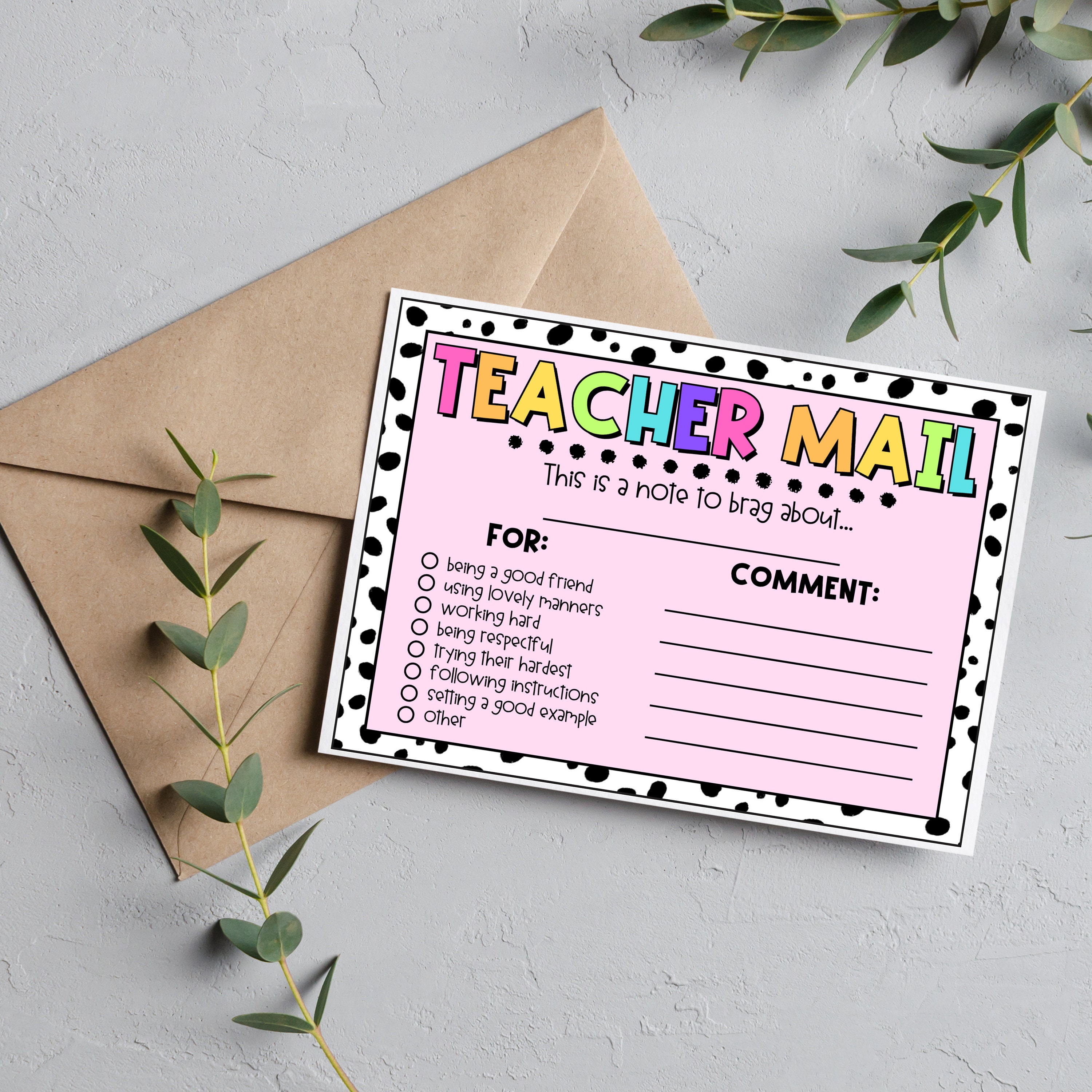 Happy Mail, Teacher Notes, Teacher Printable, Communication Notes ...