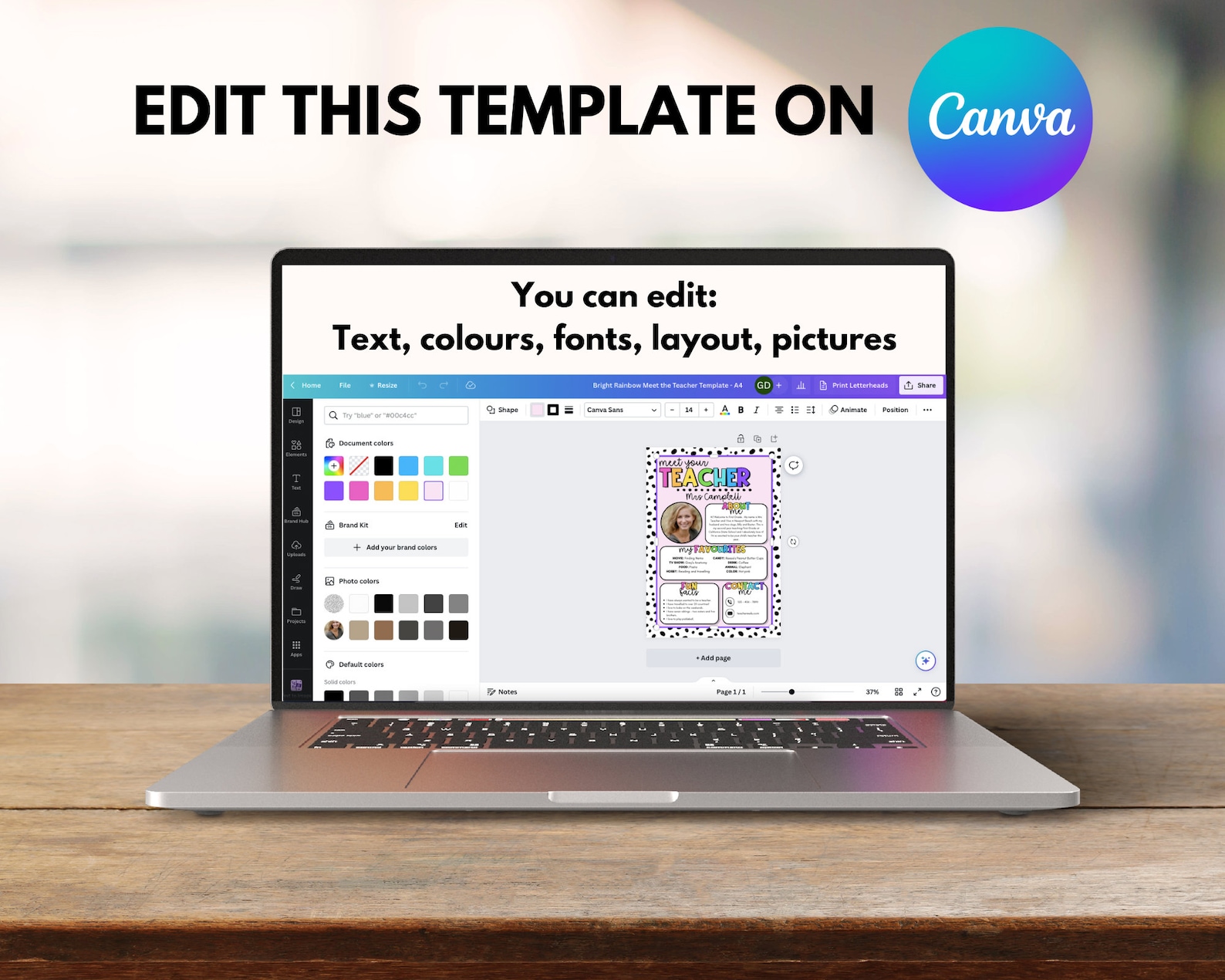 Rainbow Bright Meet the Teacher, Meet the Teacher Template, Meet the ...