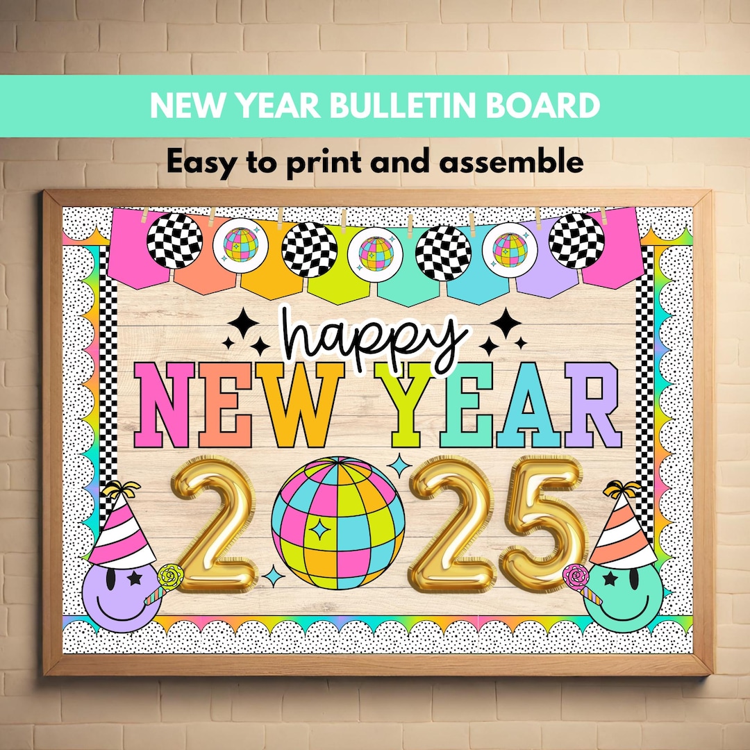 New Year Bulletin Board Kit January Bulletin Board Happy New Year 2025 ...