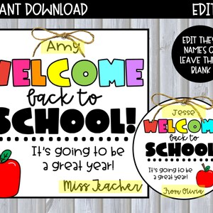 EDITABLE Welcome Back to School Apple Gift Tags | Student Gift ...