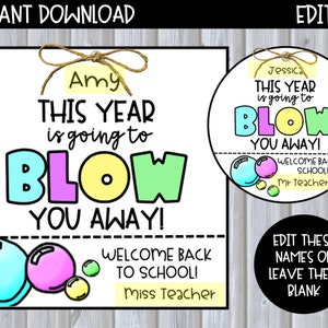 EDITABLE This Year is Going to Blow You Away Gift Tags | Bubbles Gift ...