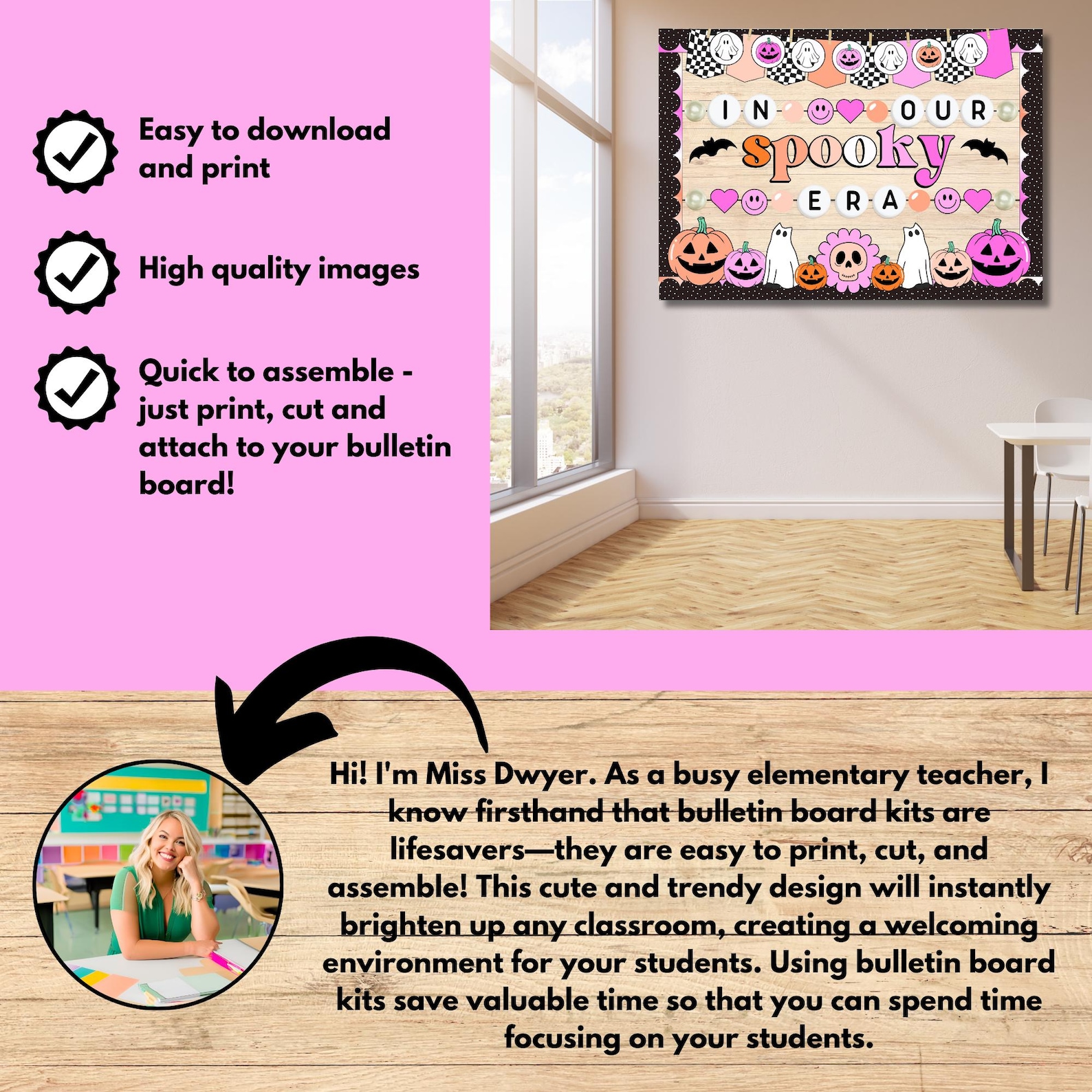 Retro Halloween Bulletin Board Kit Groovy Fall Door Decor Halloween ...