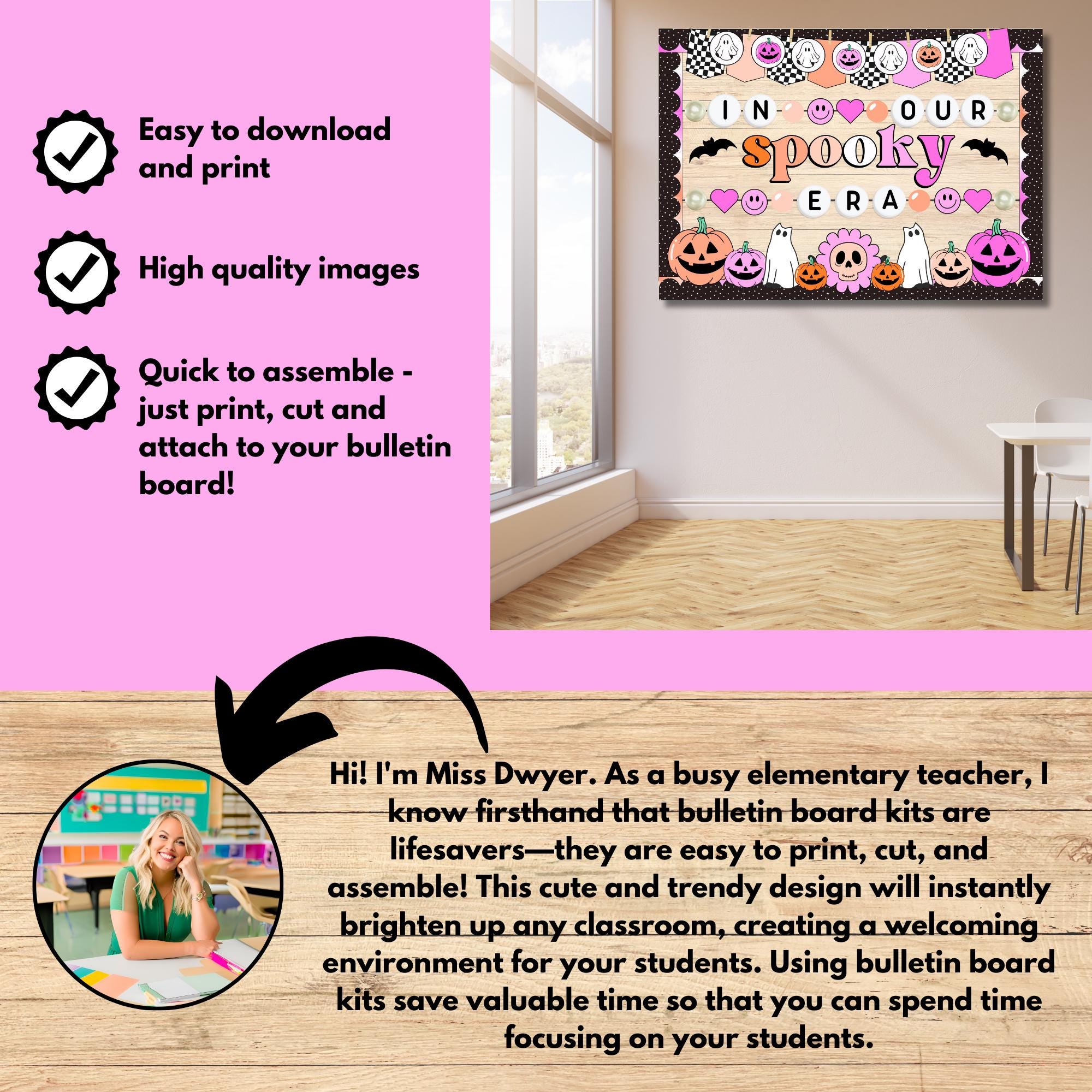 Retro Halloween Bulletin Board Kit Groovy Fall Door Decor Halloween ...