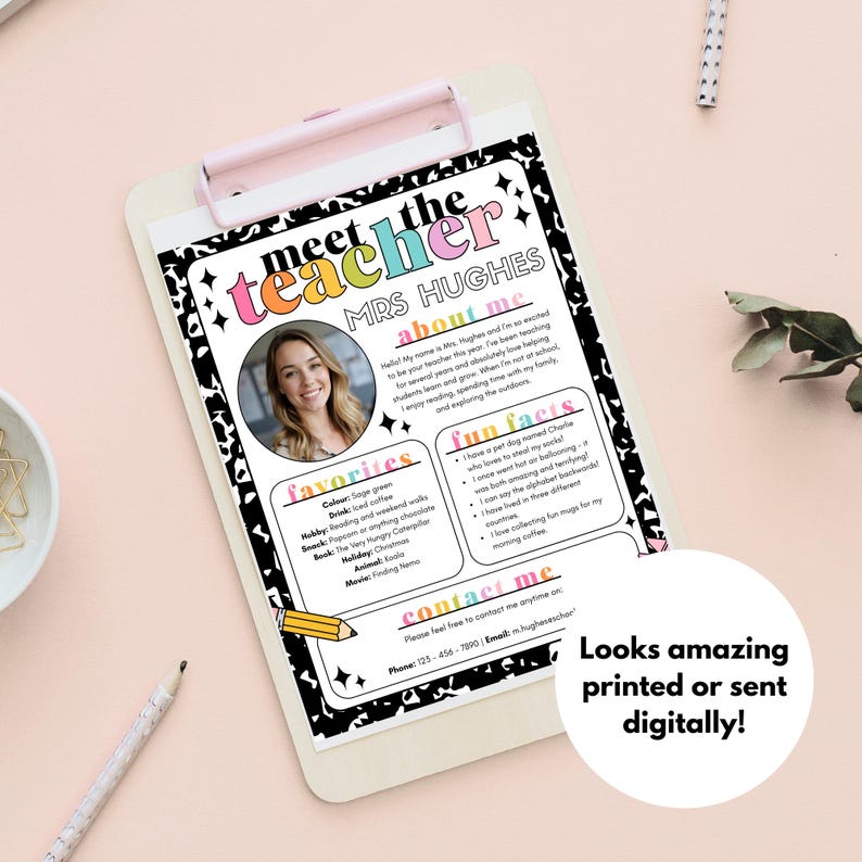 Editable Meet the Teacher Template Printable Rainbow Design Elementary ...