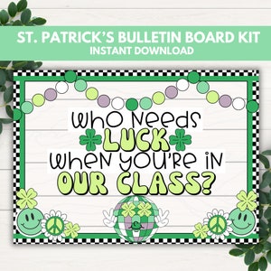St Patrick's Day Bulletin Board Kit, St Patrick Pin Board, Groovy ...