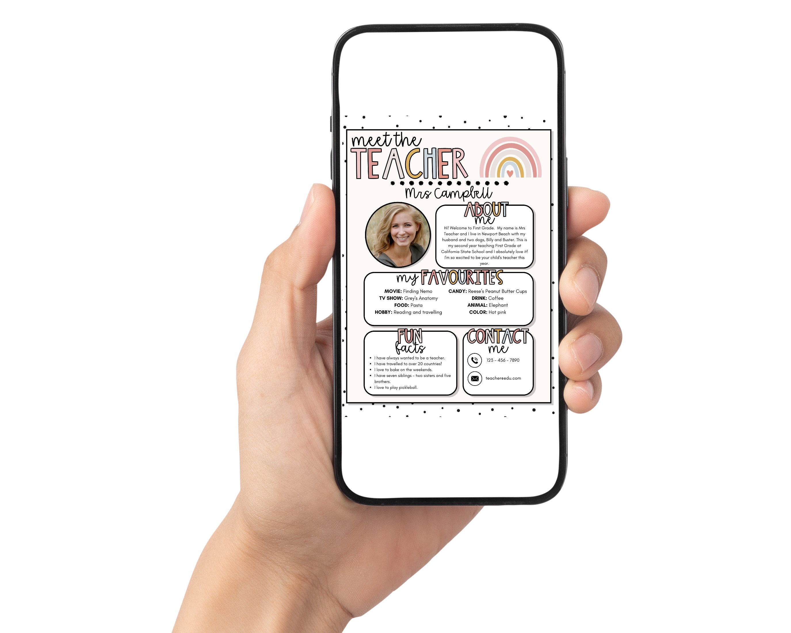 Neutral Boho Rainbow Meet the Teacher Template, Teacher Resources ...