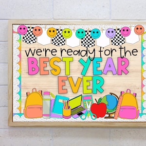 Welcome Back to School Bulletin Board Kit Retro Rainbow Classroom Decor ...