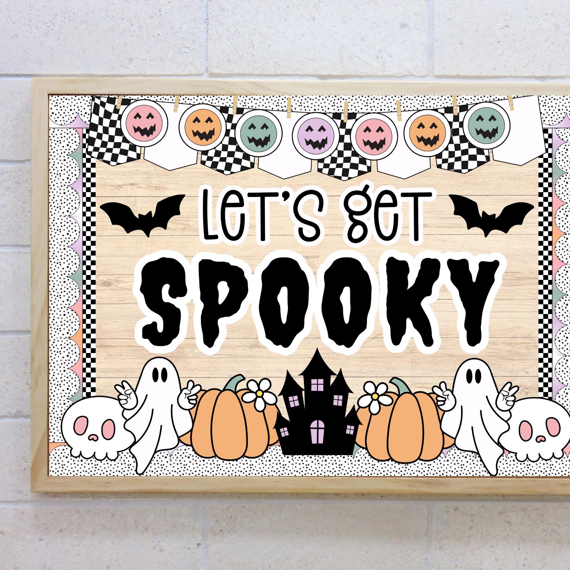 Retro Halloween Bulletin Board Kit Groovy Fall Door Decor Halloween ...