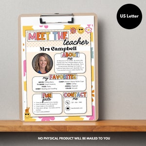 Meet the Teacher Template, All About Me Poster, All About My Teacher ...