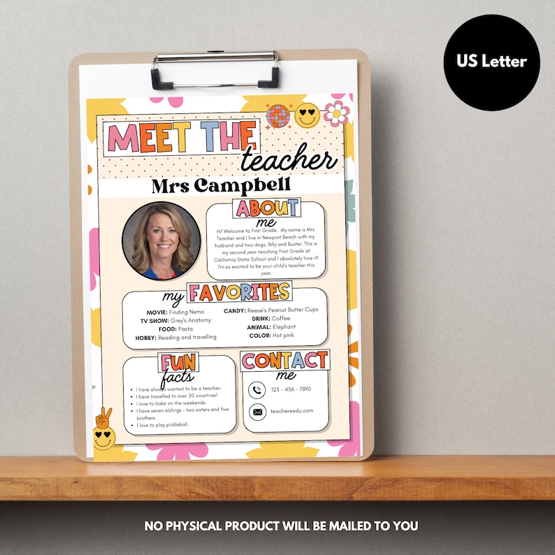 Meet the Teacher Template, All About Me Poster, All About My Teacher ...