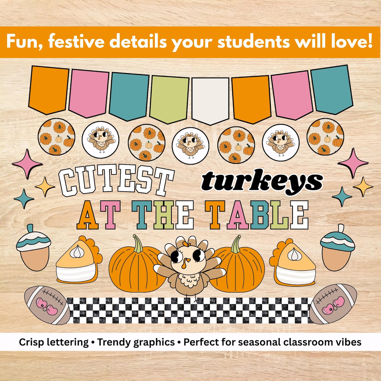 Thanksgiving Door Decor Kit for Teachers Printable Bulletin Board Set ...