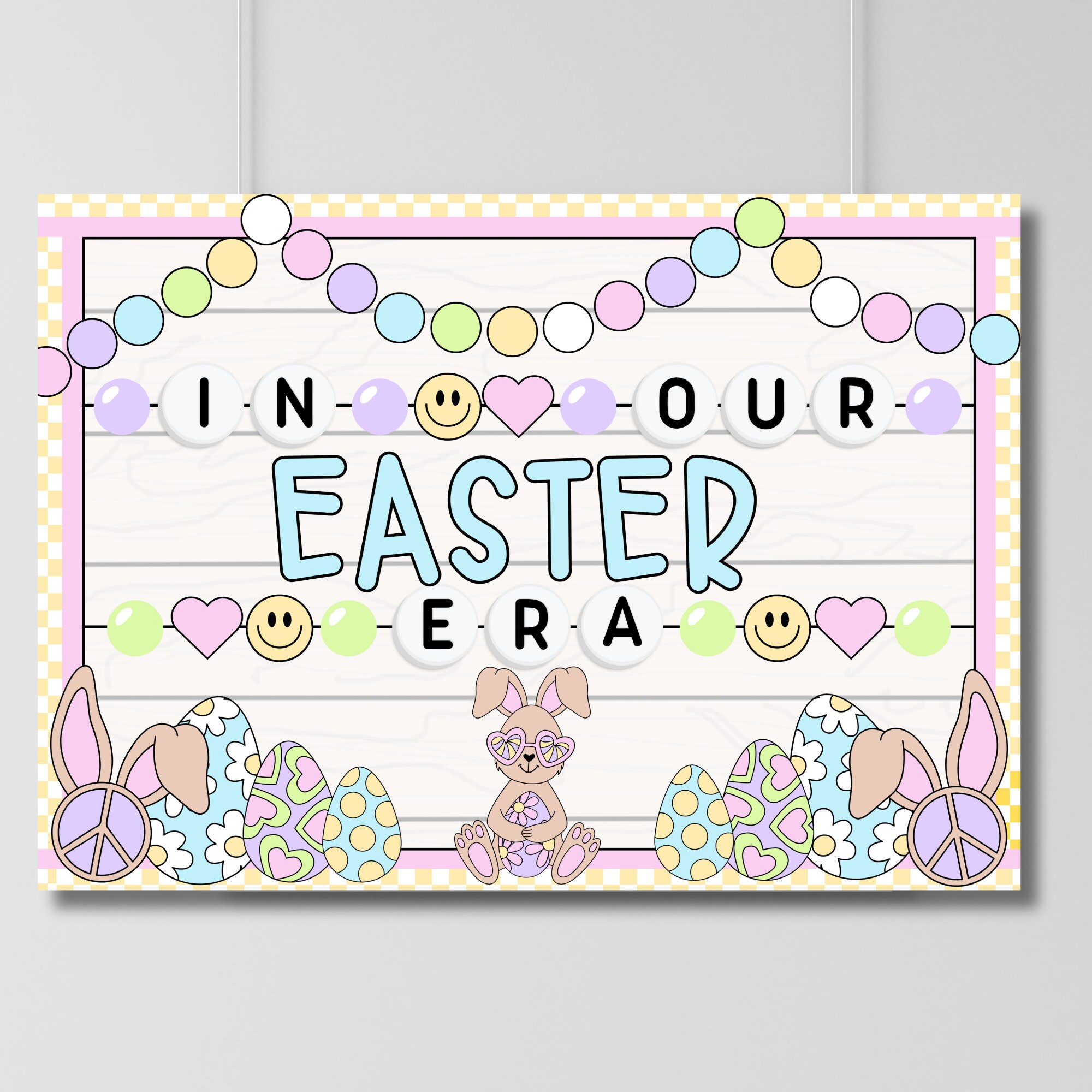 Easter Bulletin Board Kit, Retro Classroom Decor, Easter Banner, Spring ...