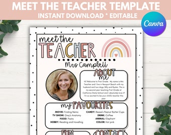 Retro Pastel Meet the Teacher Template, Teacher Resources, Teacher ...