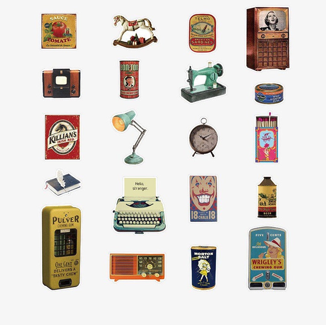 Old Stuffs, 20 Pcs Vintage Stickers Pack, Retro Vintage Stickers ...