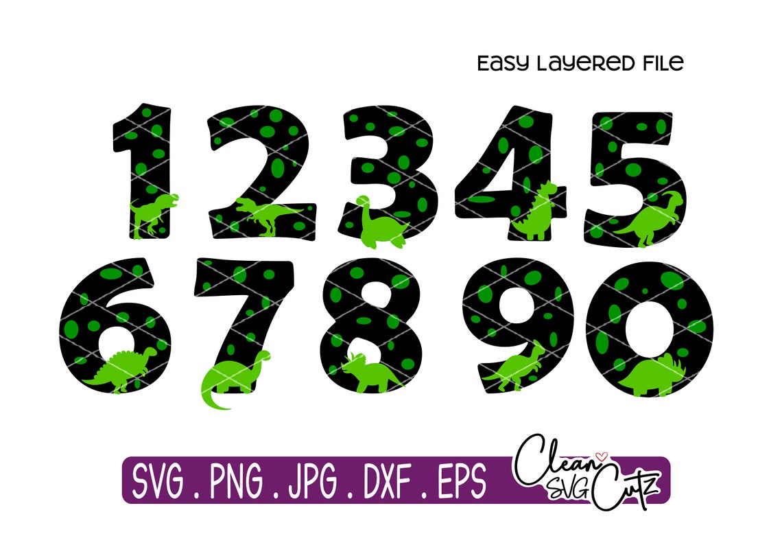 Dinosaur Numbers SVG Dinosaur Font Birthday Dino Svg Dino - Etsy