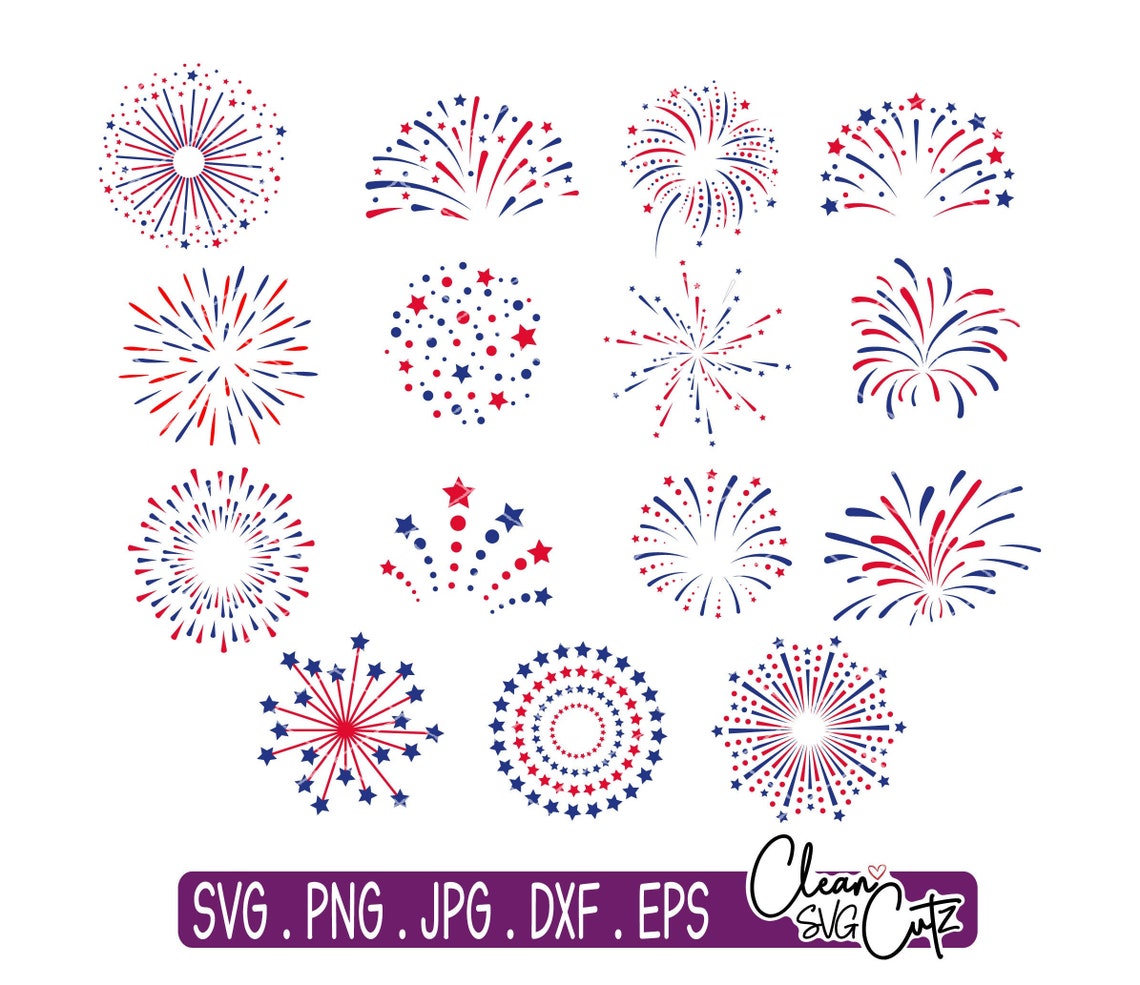 Fireworks Clipart Svg 4th of July Svg America Svg Red White - Etsy