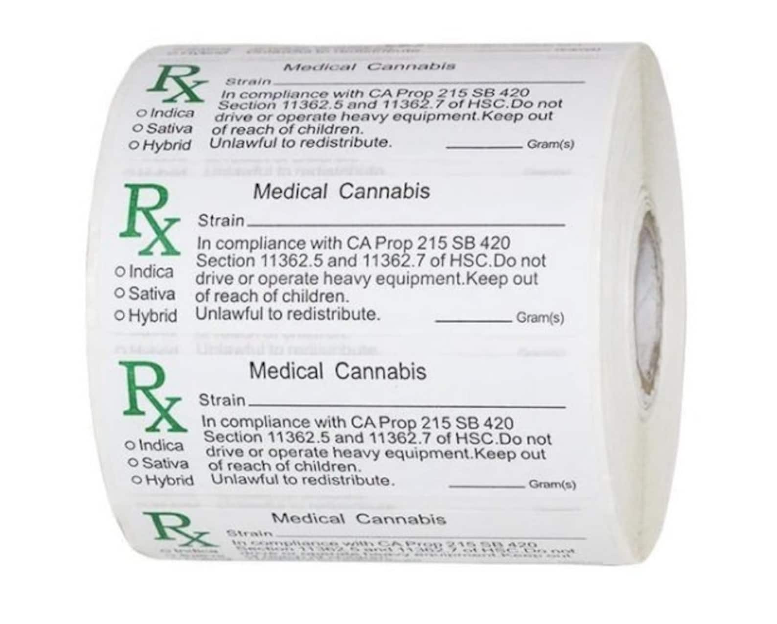 RX Label Sticker From California for Medical Marihuana Weed Cannabis - Etsy
