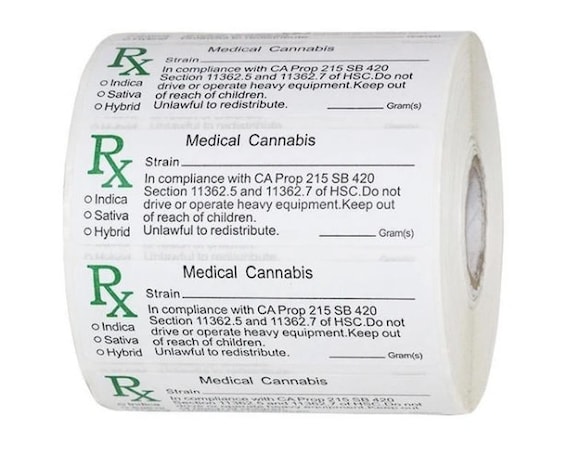RX Label Sticker From California for Medical Marihuana Weed | Etsy