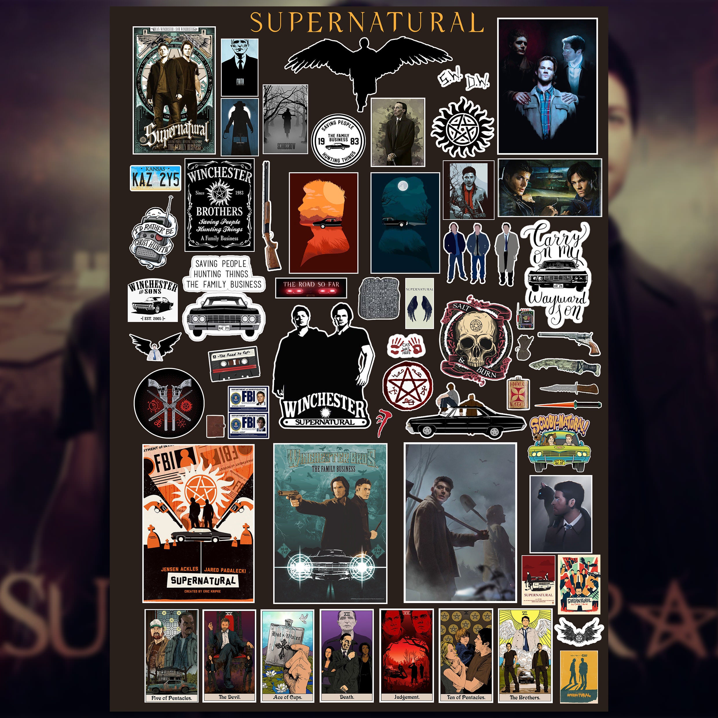 Supernatural 60+ Stickers and a Free 4 X 6 Inch Big Sticker. for Laptop ...