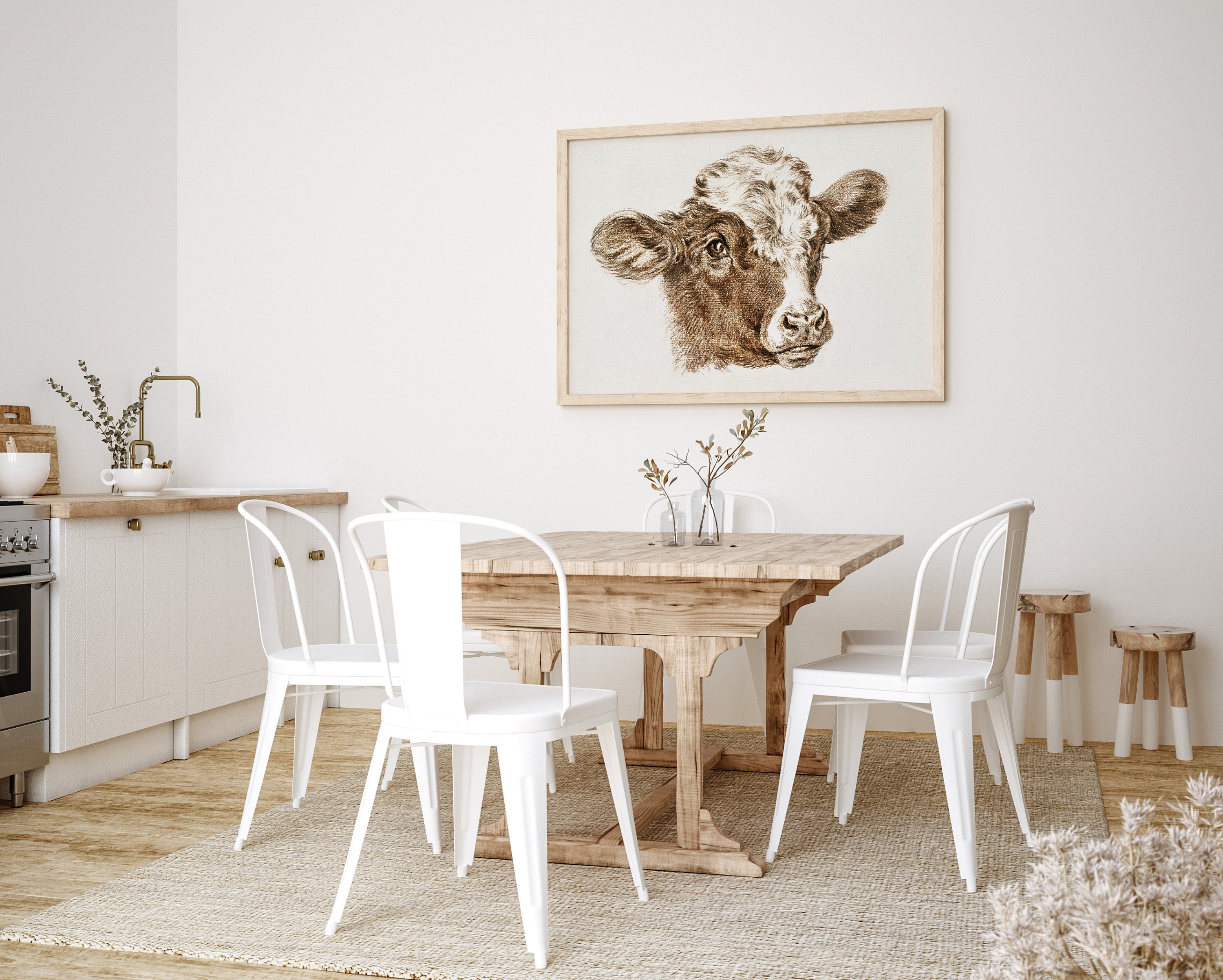 Brown Cow Art Print Cow Wall Art Vintage Cow Art Calf Art | Etsy