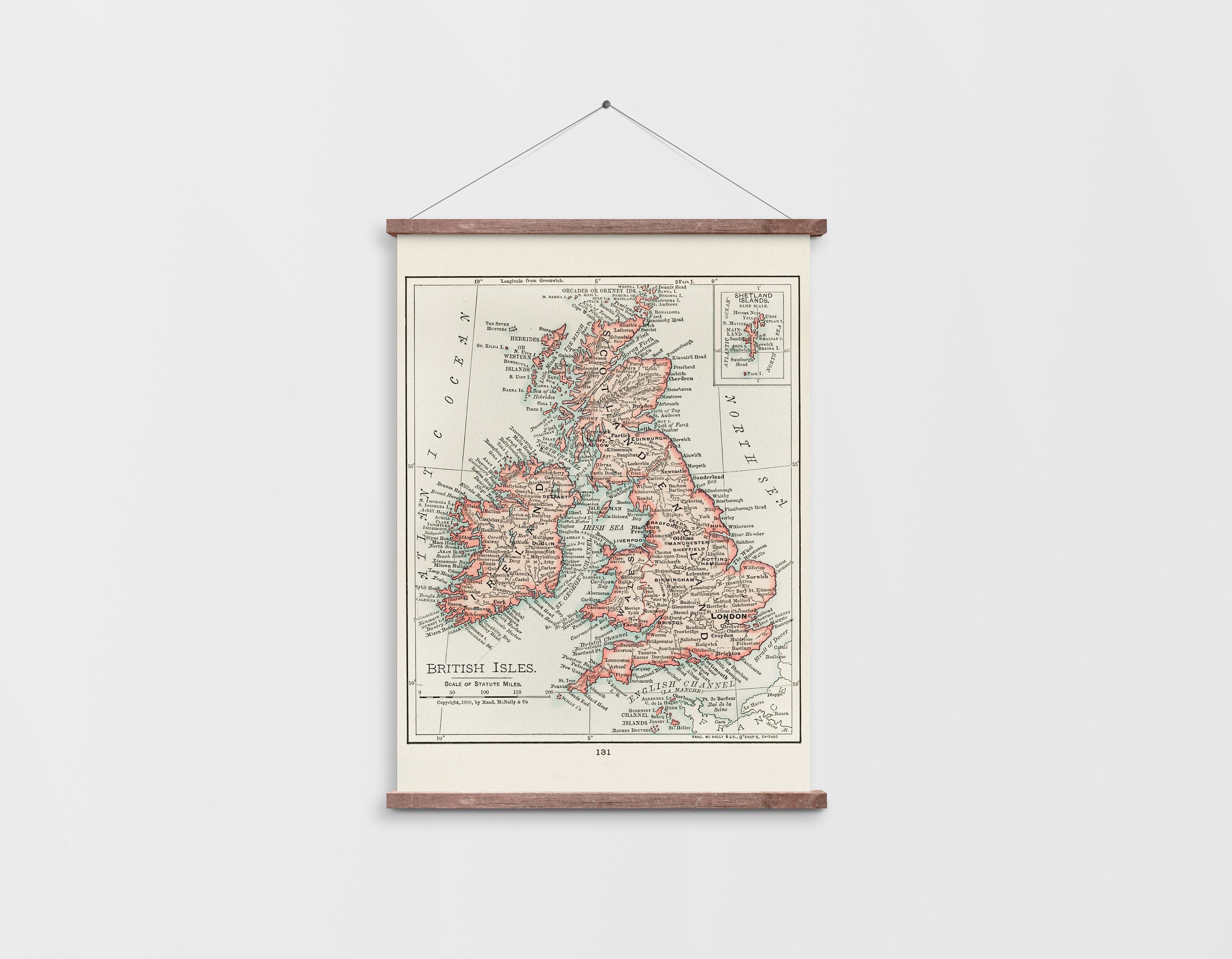 Map of Great Britain Art Print British Isles Map Art United - Etsy