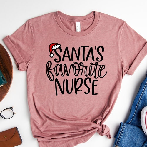 Santa's Favorite Nurse Shirt Christmas Santas Nurse | Etsy