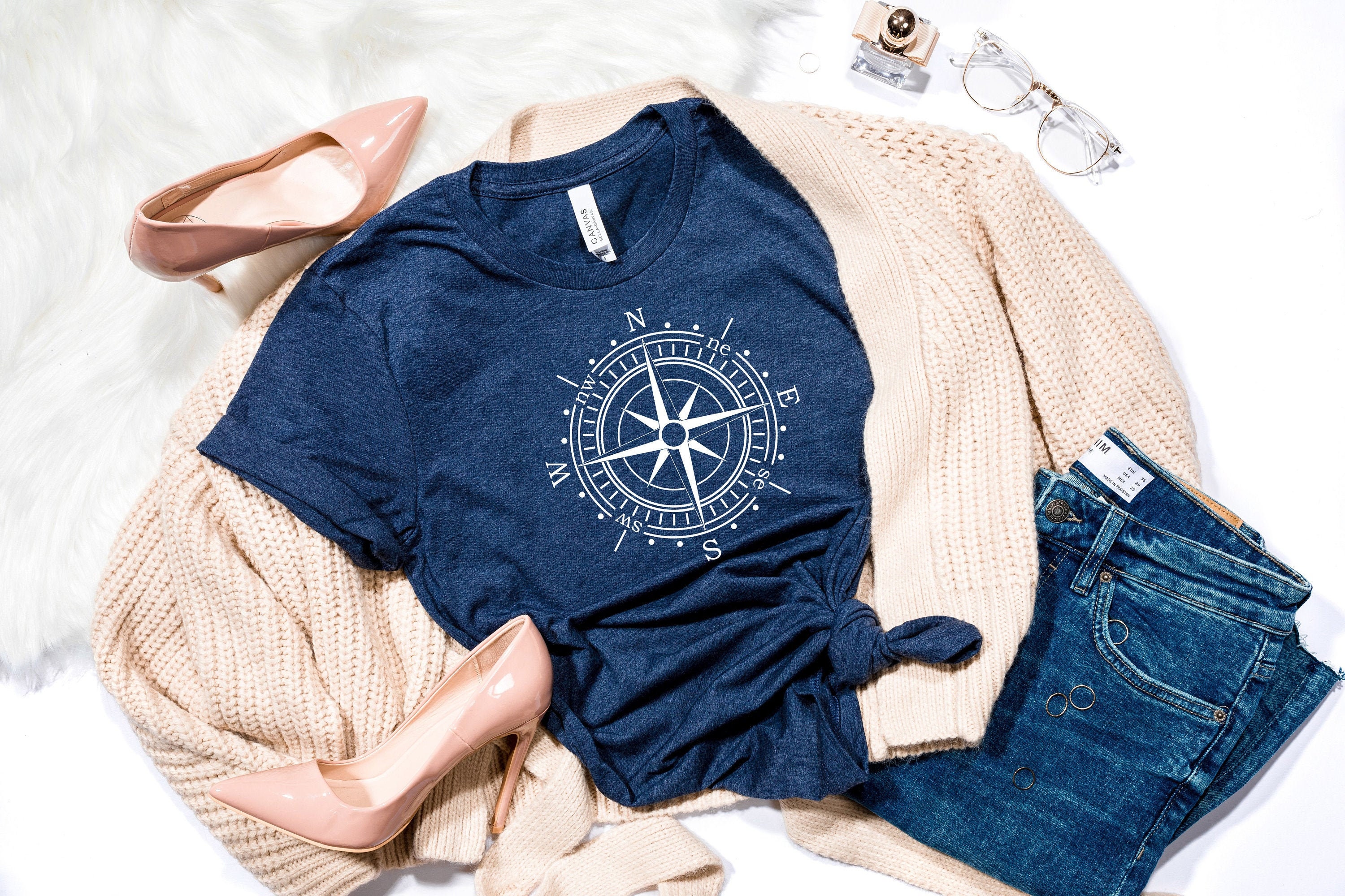 Compass Shirt Camping Shirt Compass Gift Adventure Shirt | Etsy