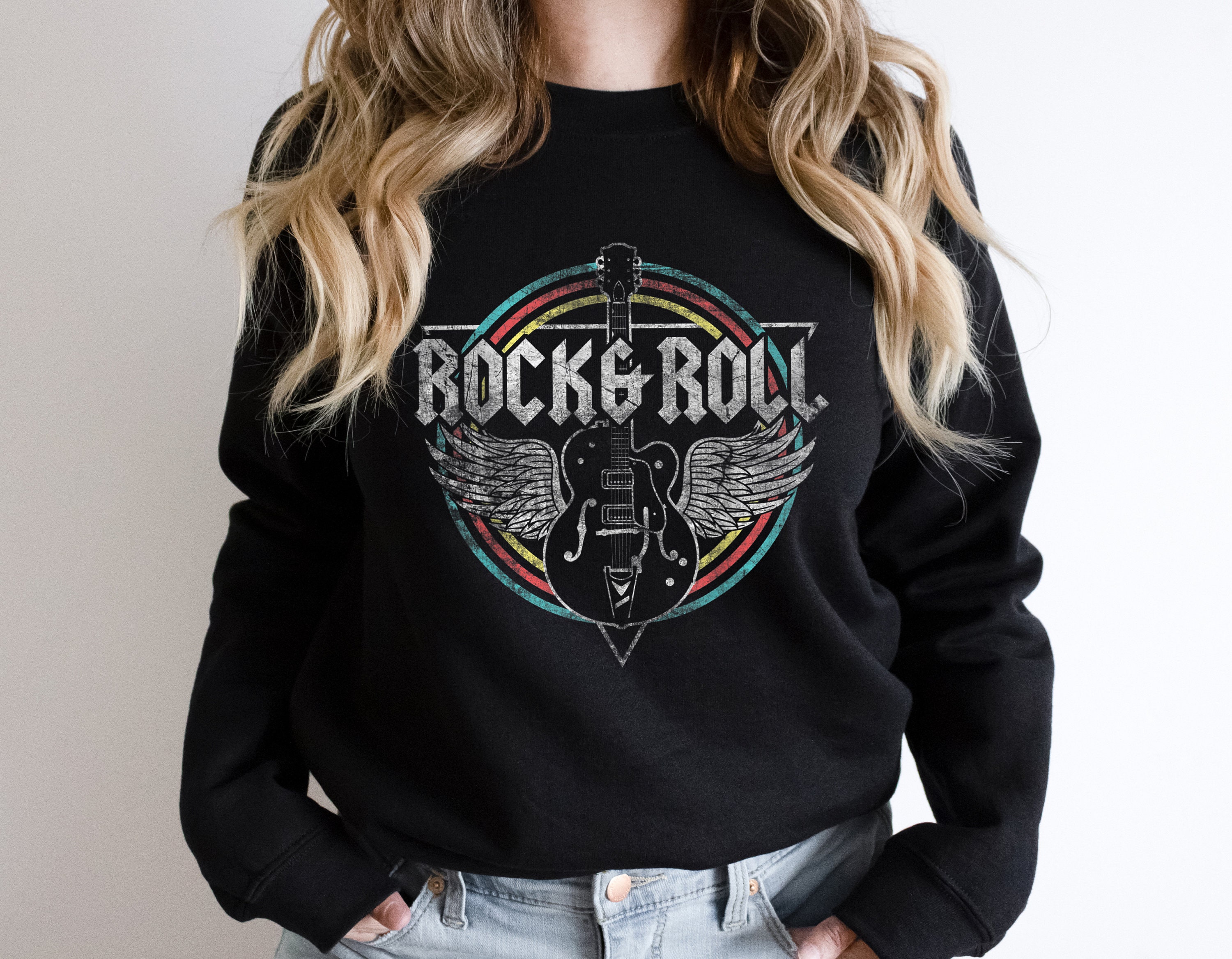 Rock and Roll Shirt, Vintage T Shirt, Guitar Shirt, Vintage Sweatshirt ...