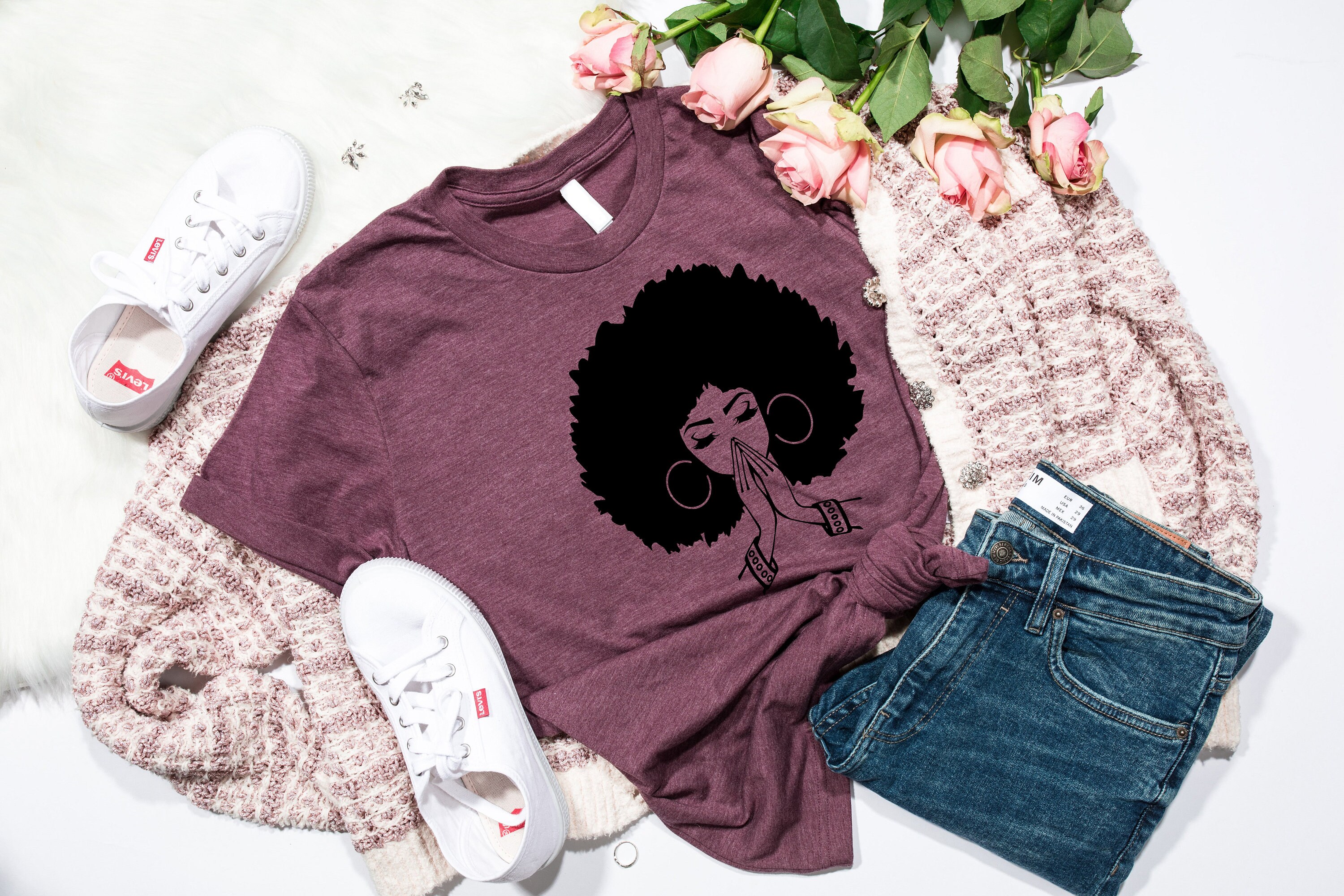 Afro Women Shirt, Afro Girl, Black Girl Shirt, Black Girl Gifts, Black ...