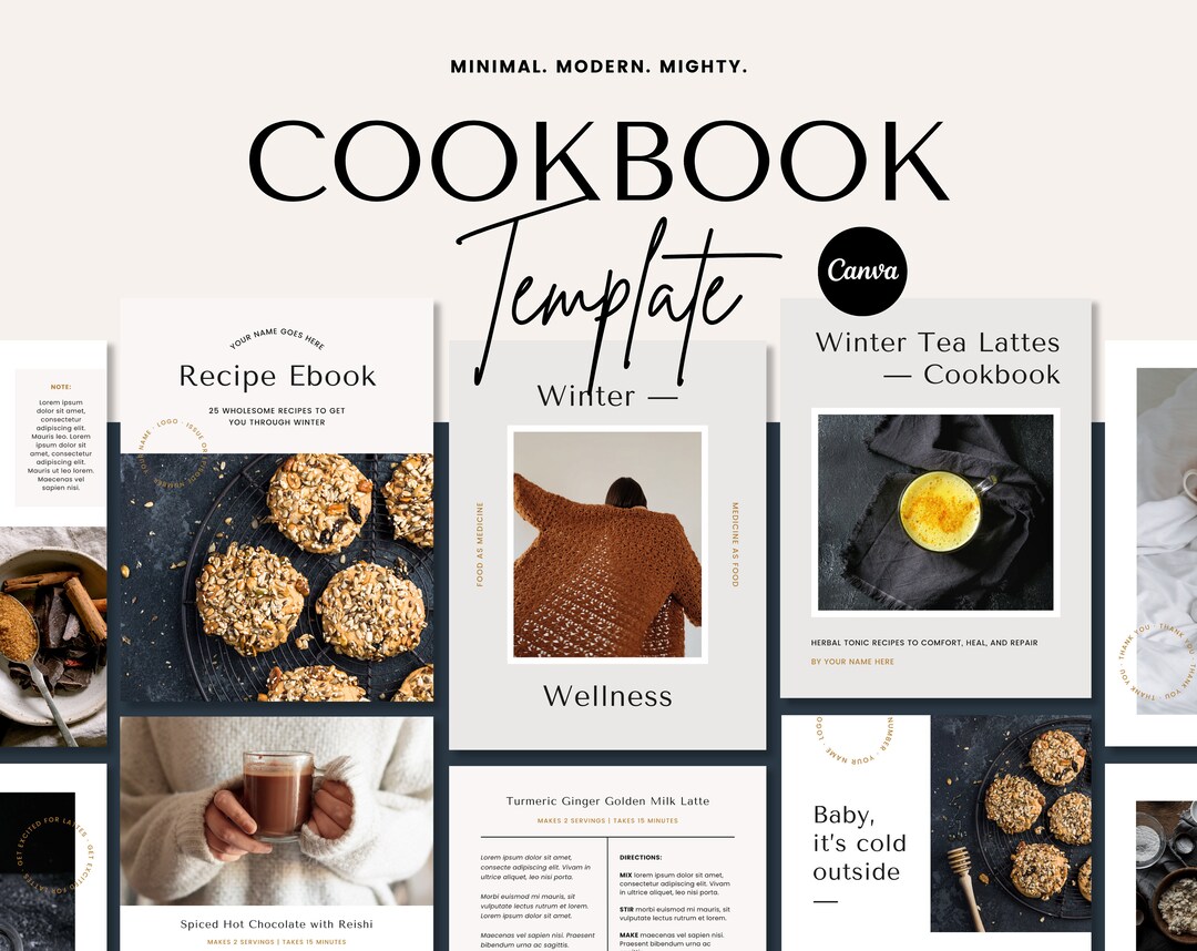 Cookbook Template Canva, Holiday Recipe Book Template Canva, Editable ...