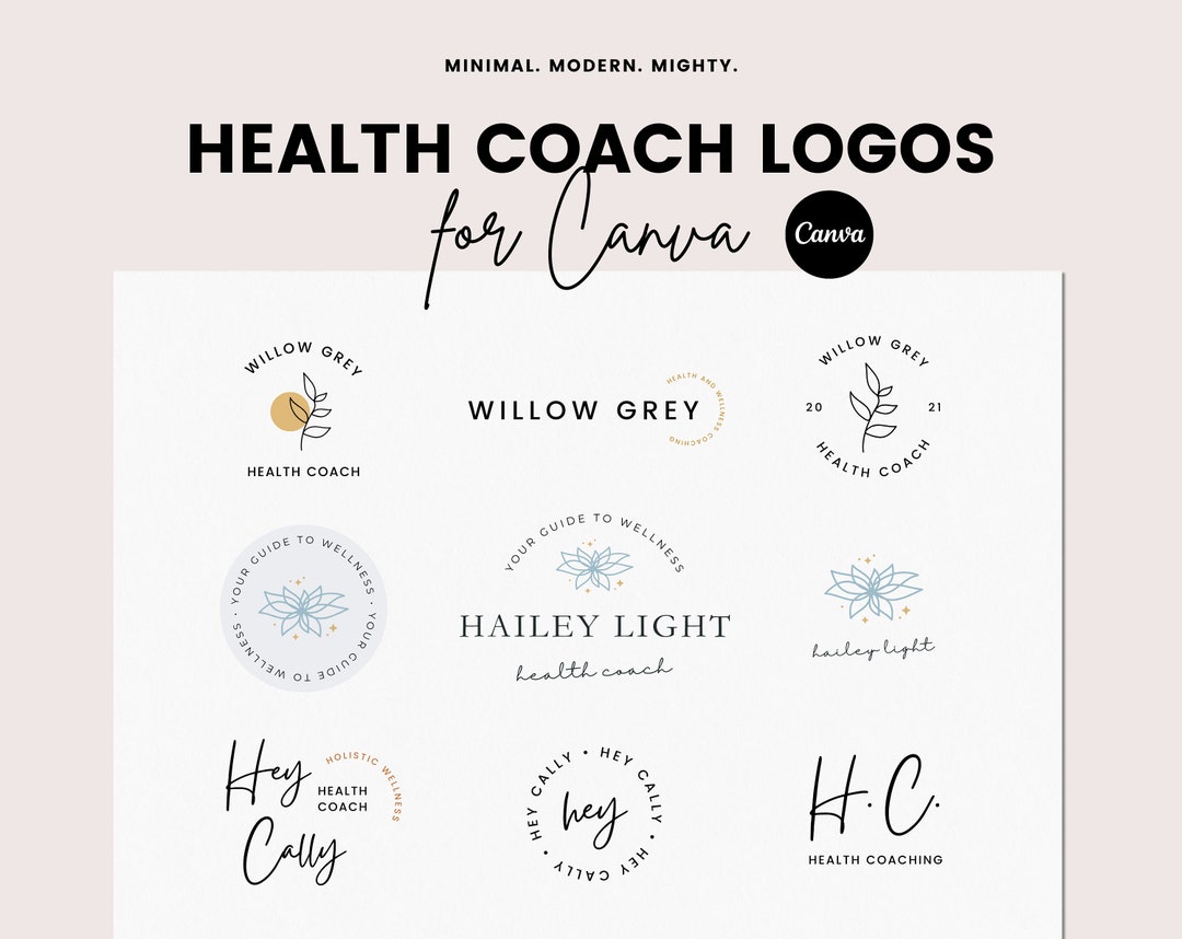 Health Coach Logo Bundle, Health Logo Template Canva, Editable Canva ...
