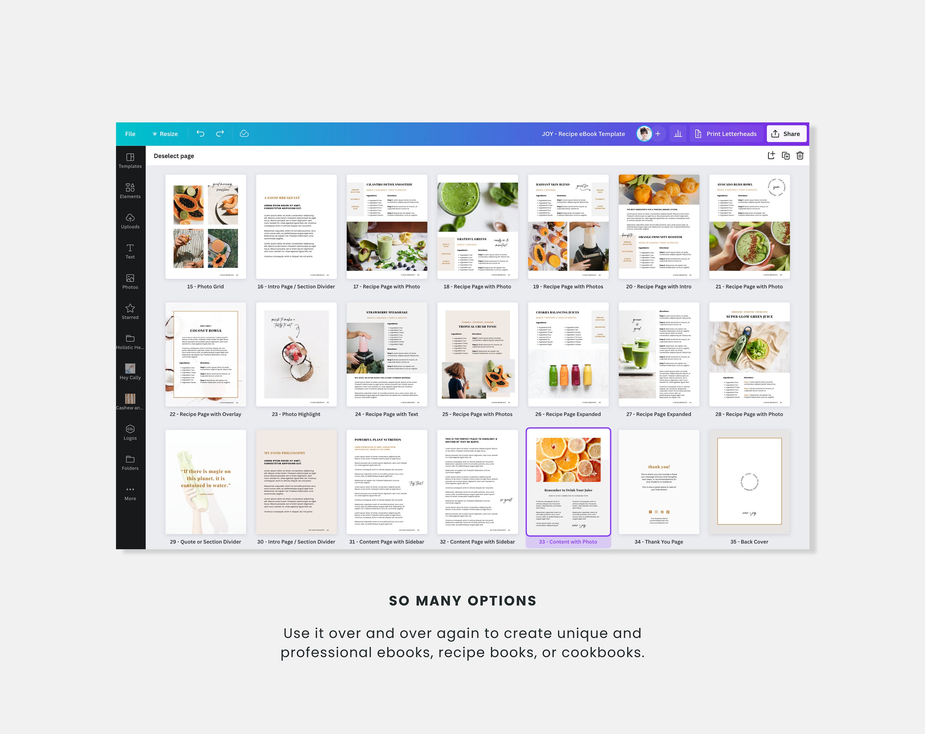 JOY Canva Ebook Cookbook Template for Nutritionists, Health Coaches, Food Bloggers for Designing ...