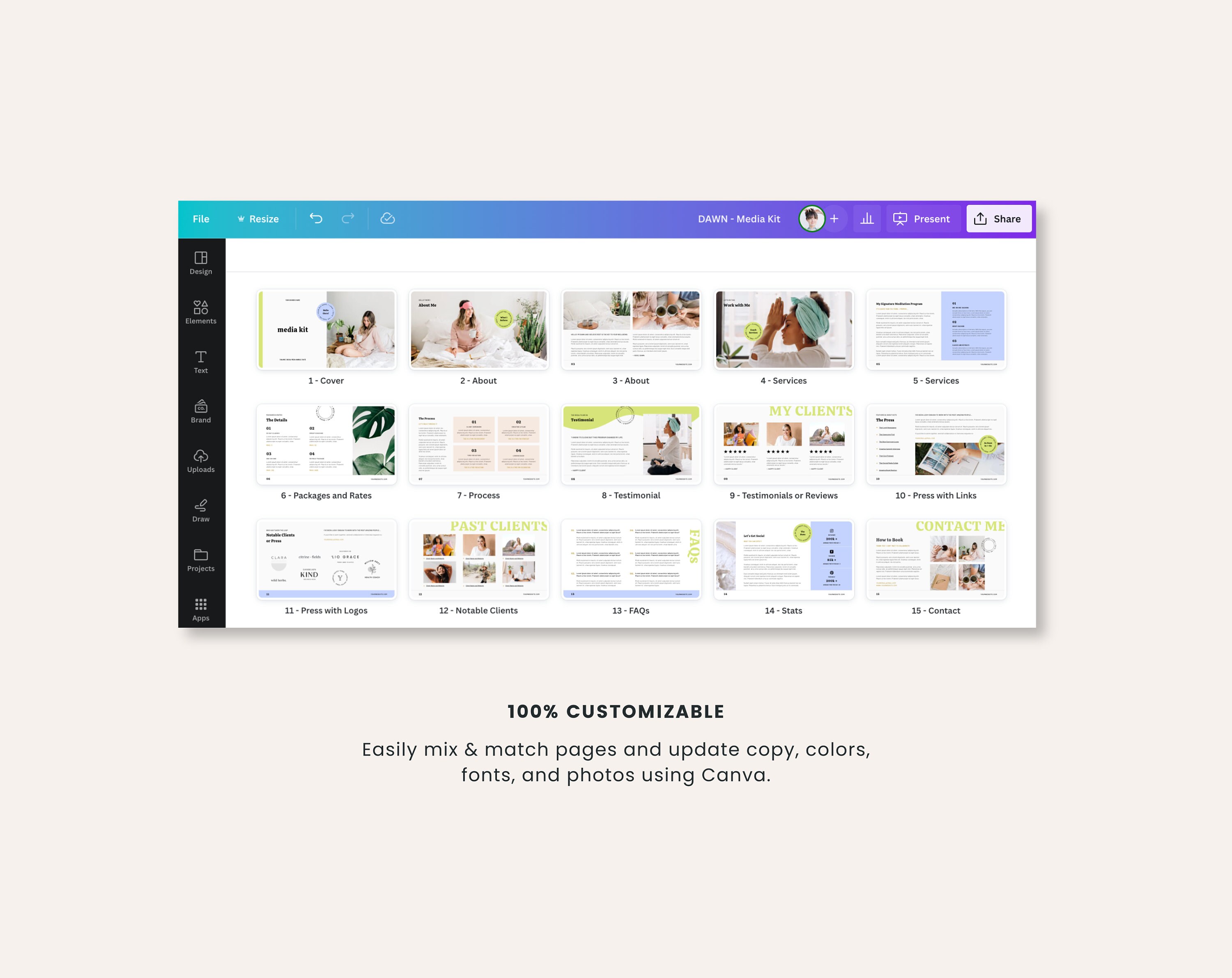 DAWN | Media Kit Template for Canva, Press Kit Perfect for Showcasing ...