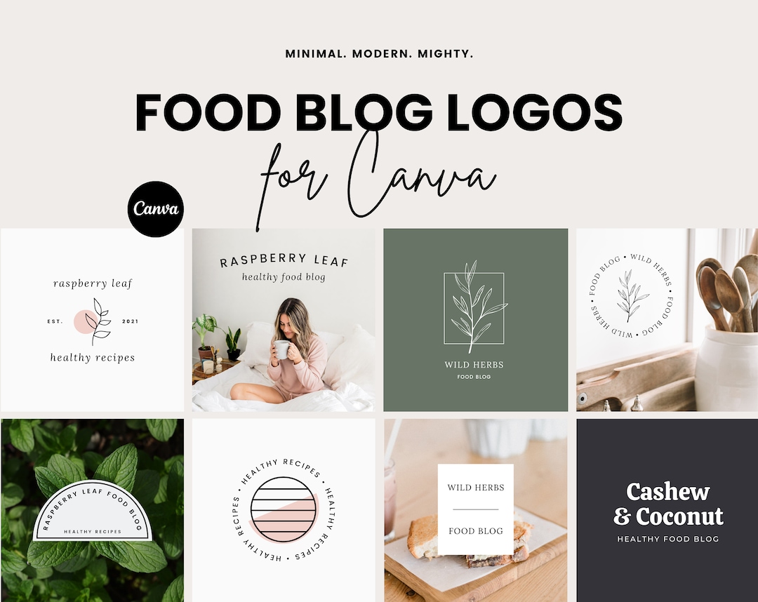 Food Blog Logo Bundle Canva, Modern Logo Template, Canva Logo Template ...