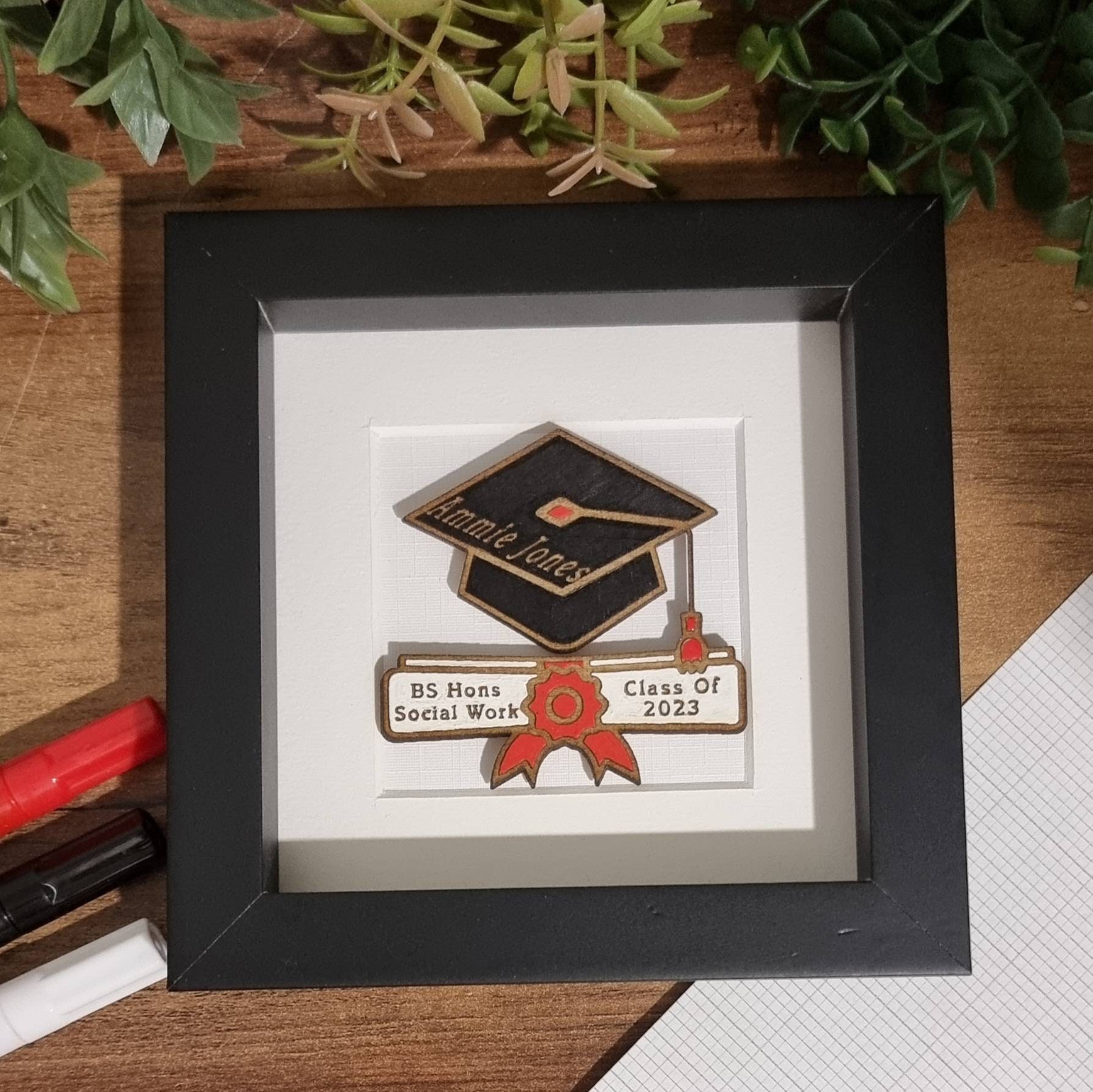 Personalised Graduation Frame Mortarboard and Scroll Wooden - Etsy