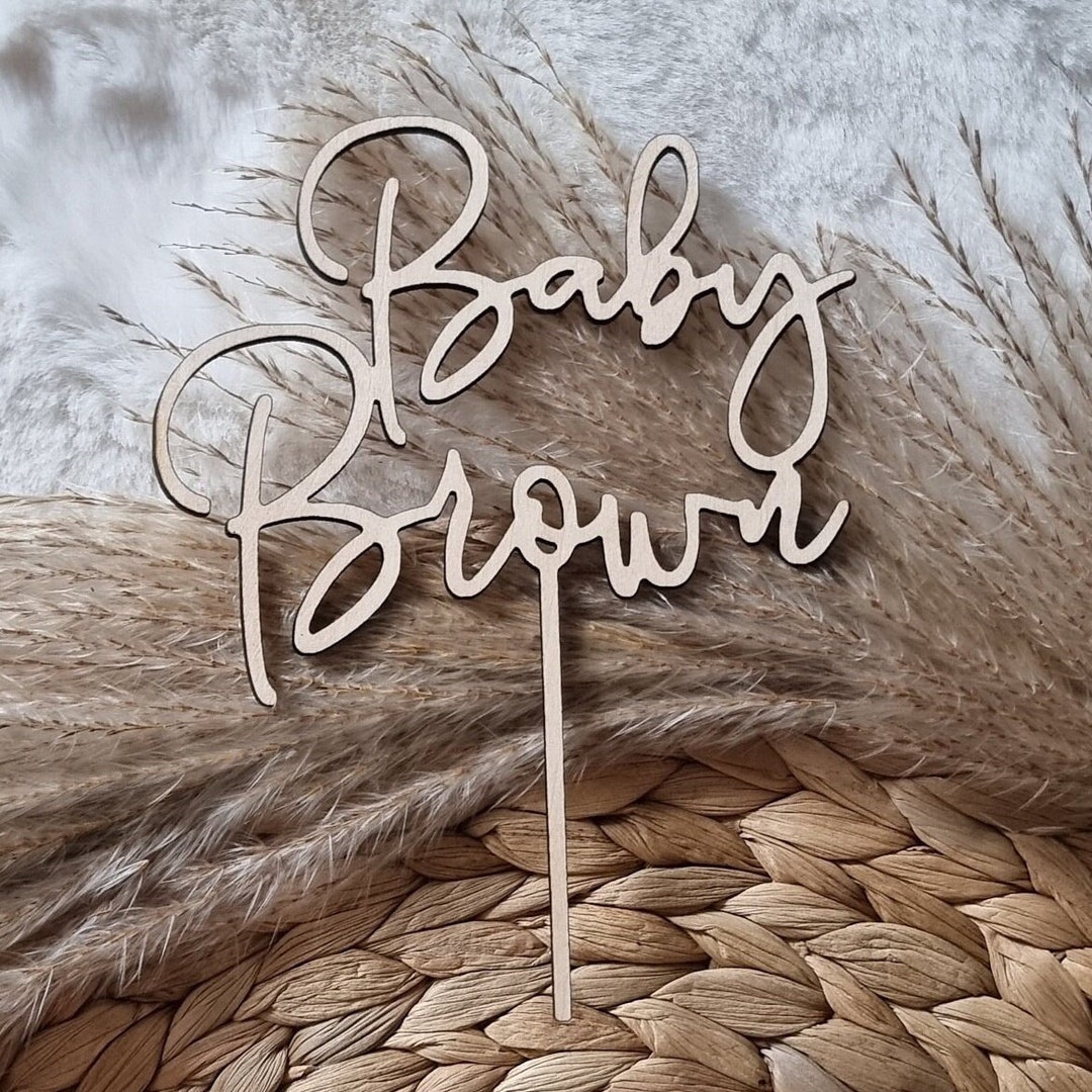 Personalised Wooden Cake Topper - Custom Baby Name Design, Baby Shower ...