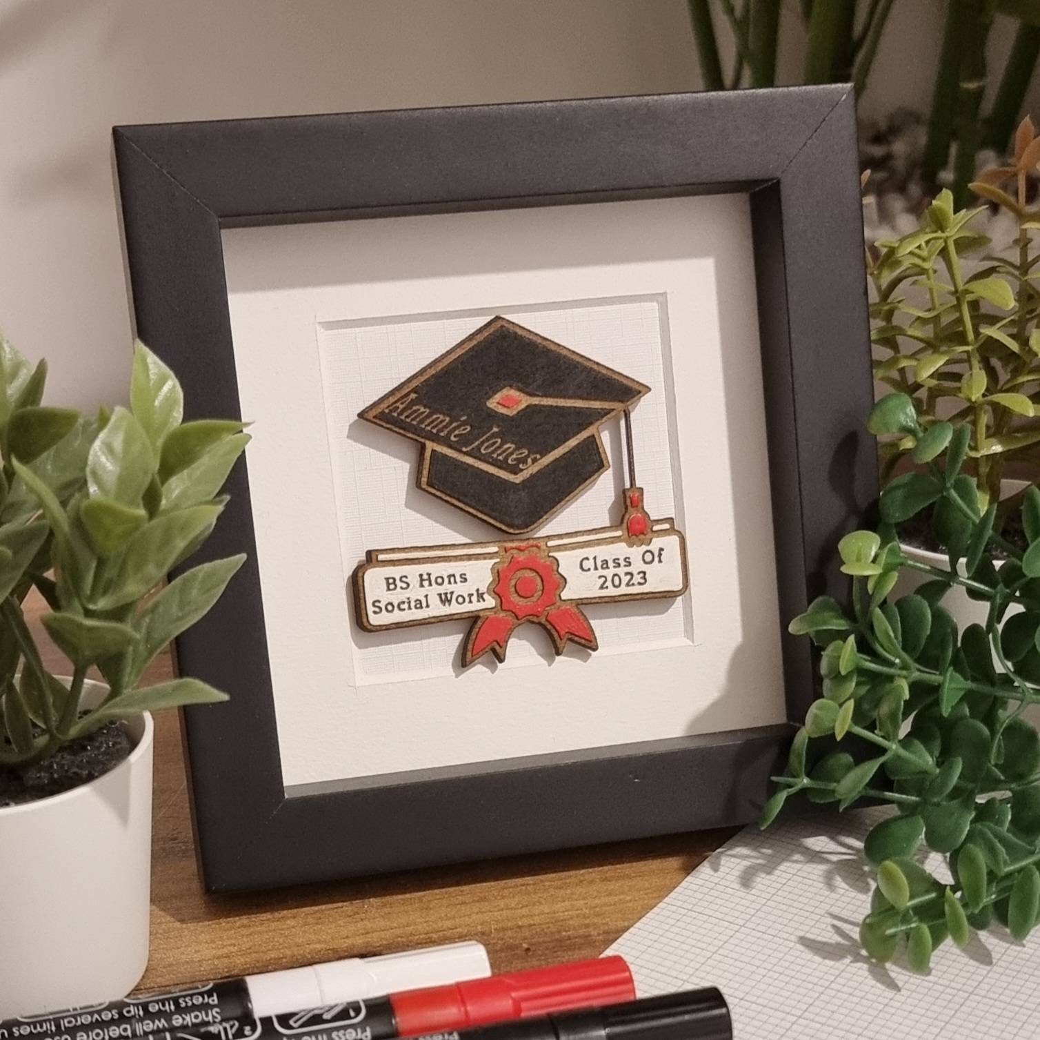 Personalised Graduation Frame Mortarboard and Scroll Wooden - Etsy
