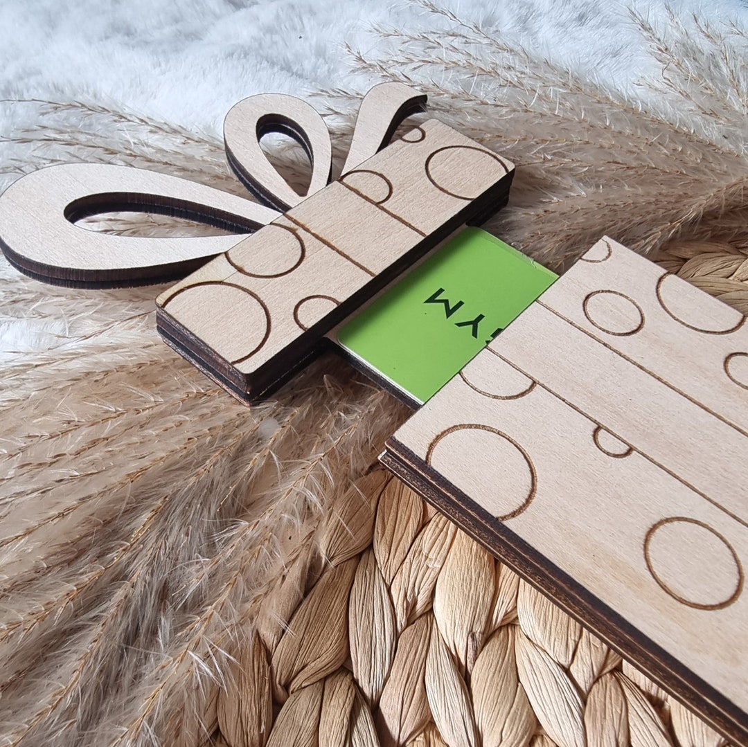 Handcrafted Wooden Gift Card Holder- Unique Present-shaped Design ...