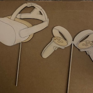 Gaming Wooden VR Cake Toppers: Virtual Reality Headset & Oculus Touch ...