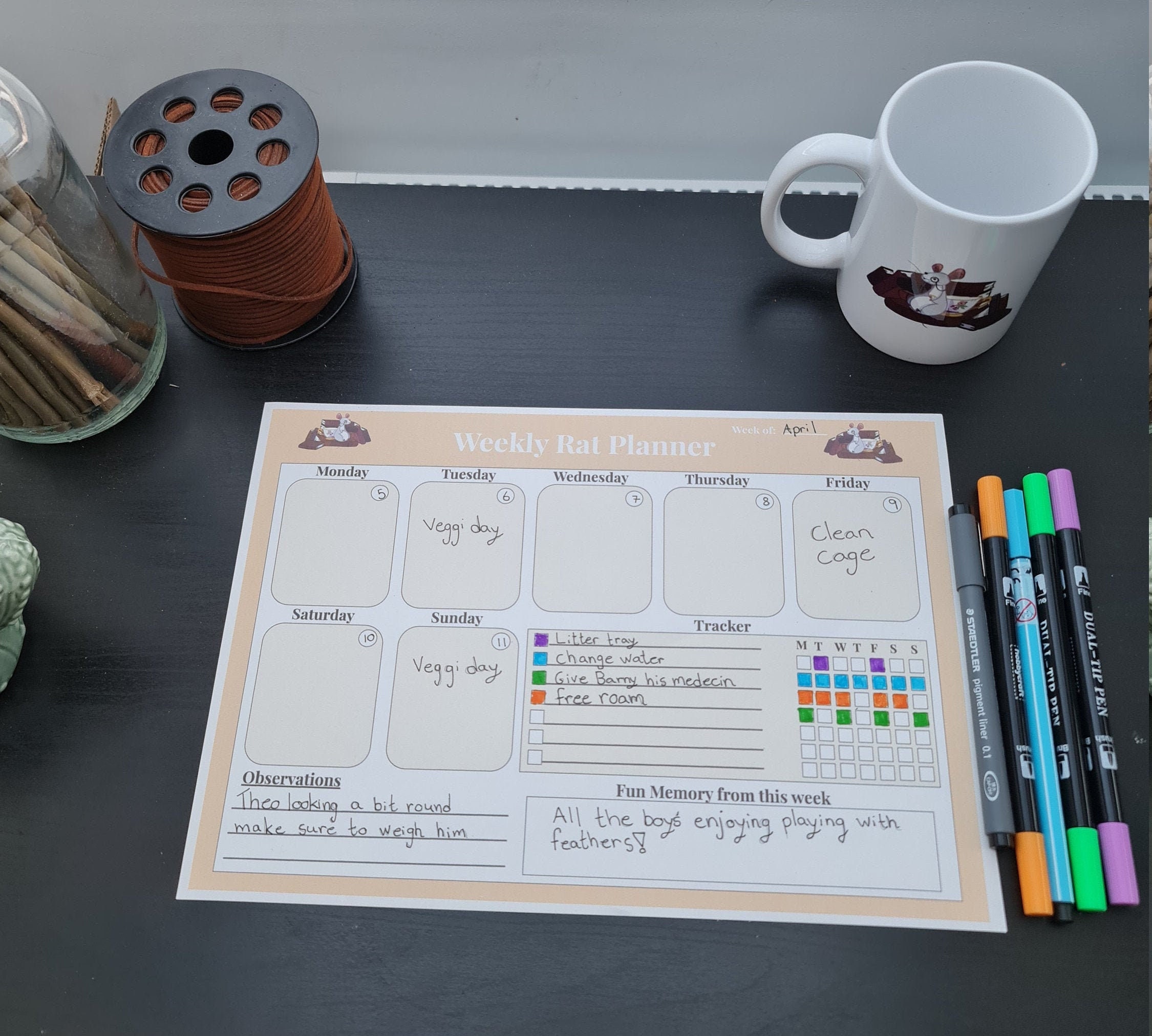 Weekly Rat Planner Printable 5 Different Colors - Etsy UK