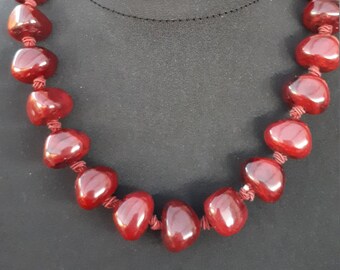 Deep Red Necklace - Etsy