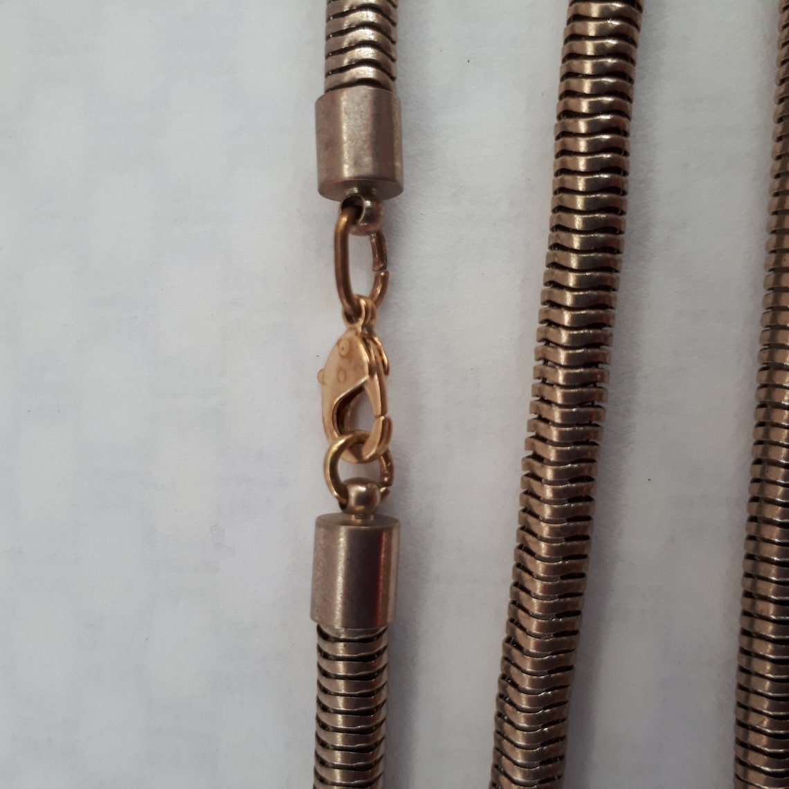 Vintage Long Silver Tone Snake Chain With Faux Pearls and Dangling ...