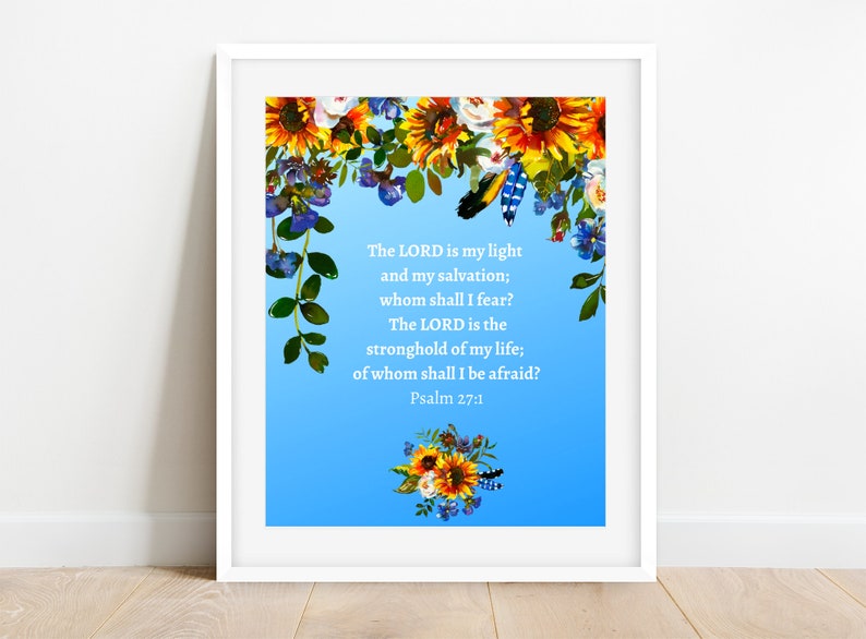 Psalm 27:1 Bible Verse Wall Art the Lord is My Light | Etsy