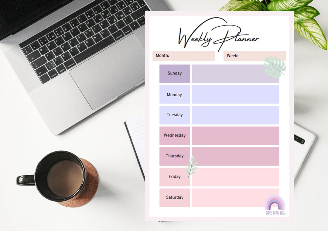 Editable Weekly Planner, Pink Pastel, Modern / Minimal, Downloadable ...