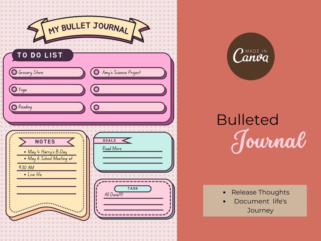 Bulleted Journal Printablesdigital Downloads Canva Bulleted Journal ...
