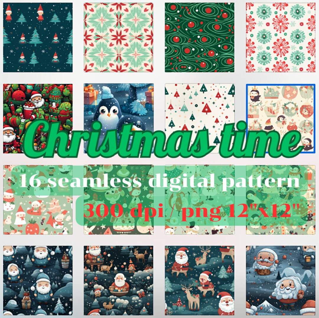 16 Christmas Digital Paper, Christmas Printable Paper, Christmas ...