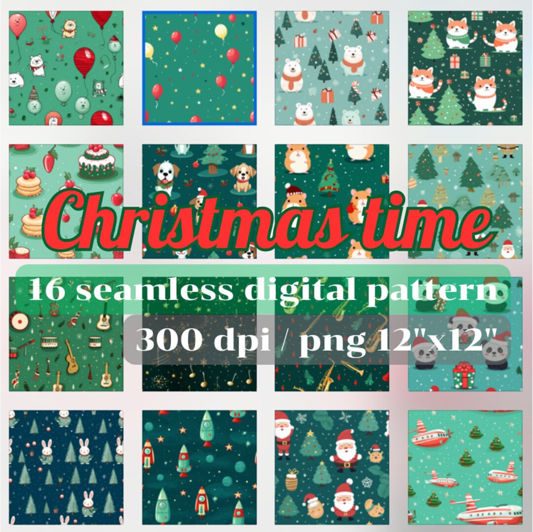 16 Christmas Digital Seamless Pattern, Christmas Printable Paper ...