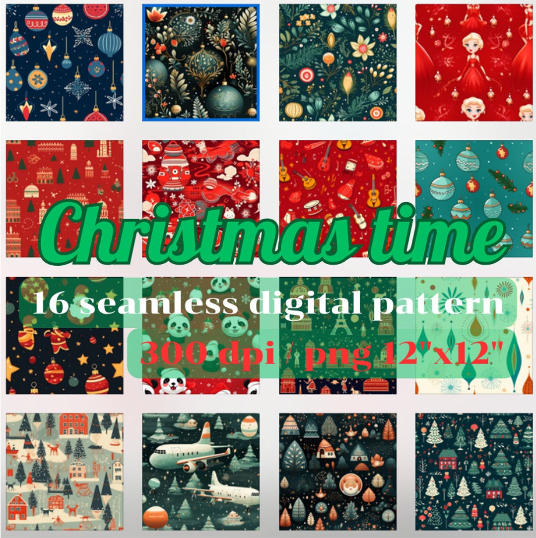 16 Amazing Christmas Digital Seamless Pattern, Christmas Printable ...