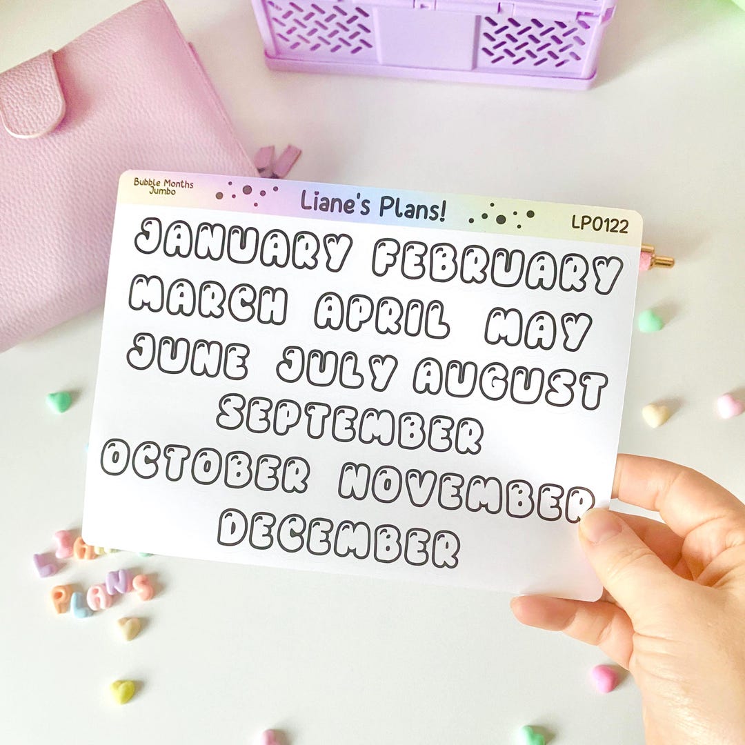 Bubble Font Months Stickers, Planner Calendar Headers - Etsy