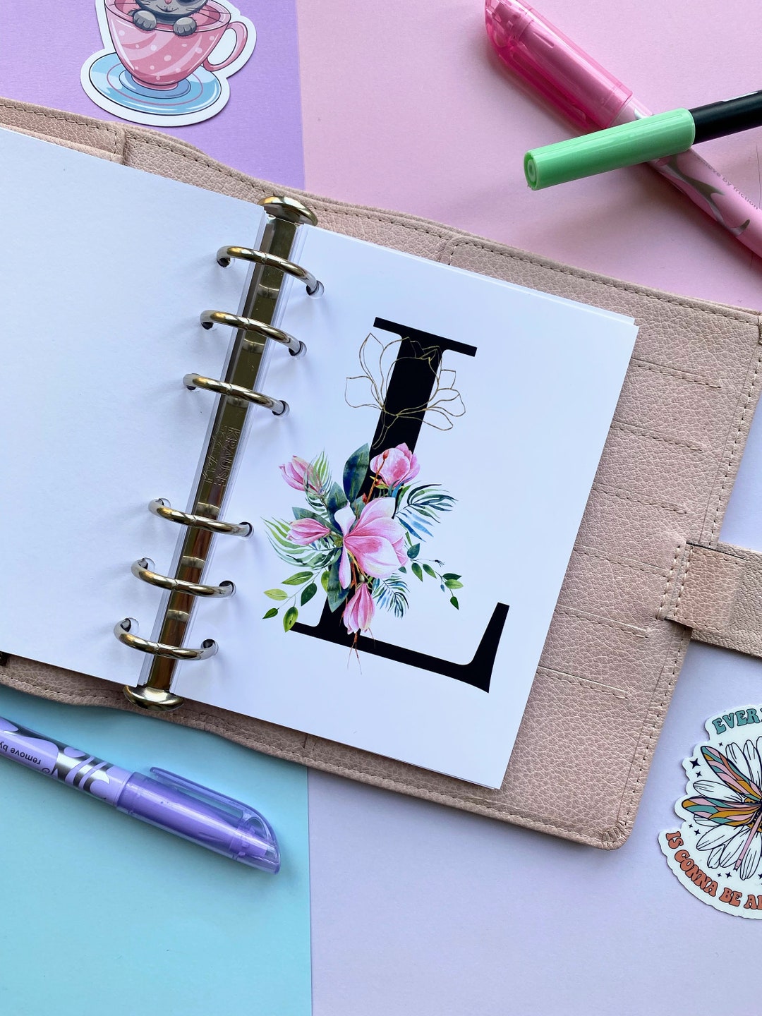 Custom Monogram Dashboard for Planners, for A5, B6, A6, Personal ...